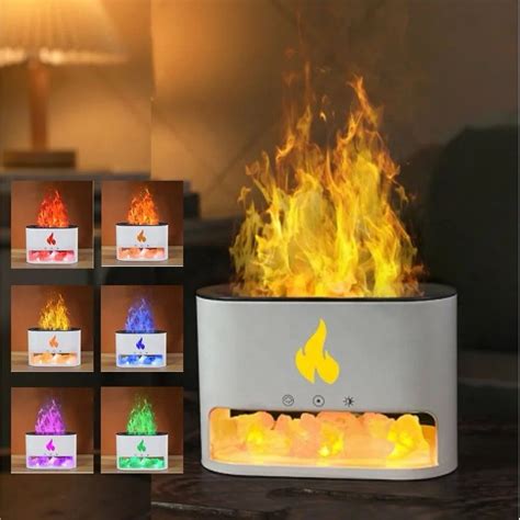 Color Flame Fireplace Air Aroma Essential Oil Diffuser 250 Ml Flame Diffuser Humidifier Usb