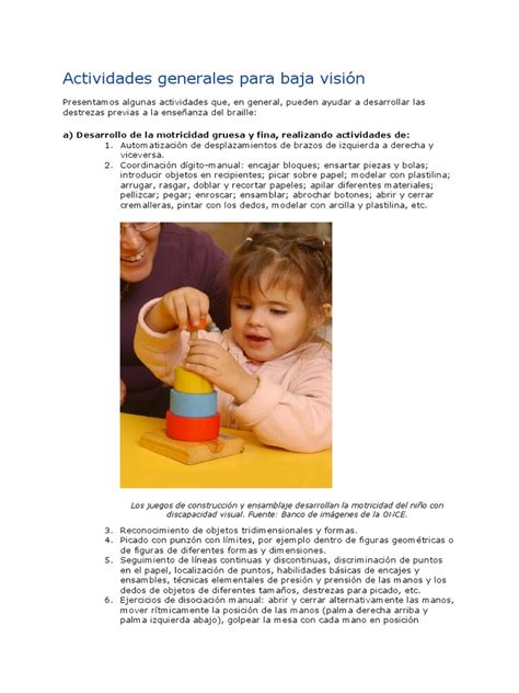 Actividades Para Desarrollar Baja Visión Pdf Aprendizaje Ciencia Cognitiva