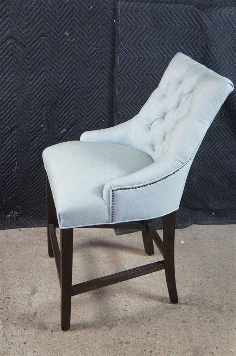 3 Restoration Hardware Rh Martine Tufted Blue Bar Counter Stools 42