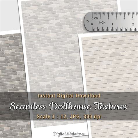 Dollhouse Wallpaper Printable White Brick 3 Seamless Masonry Textures