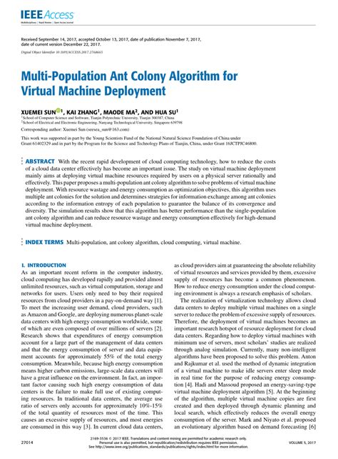 Pdf Multi Population Ant Colony Algorithm For Virtual Machine Deployment