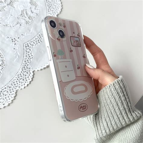 아이폰14 곰돌이 리본 체리 푸미방 그립톡 케이스 세트