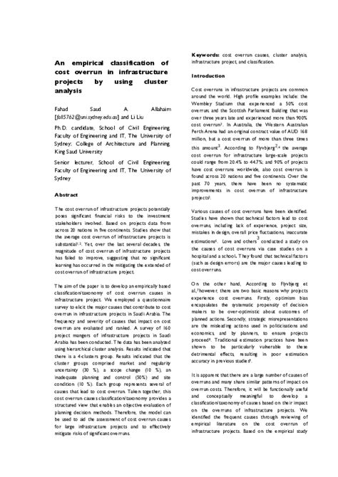 Pdf An Empirical Classification Of Cost Overrun In Infrastructure Projects By Using Cluster