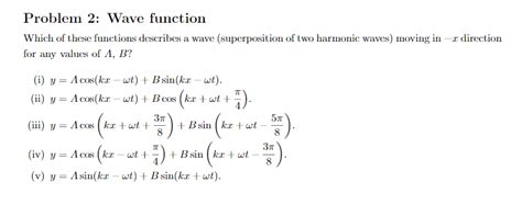 Solved Problem Wave Function Which Of These Functions Chegg Com