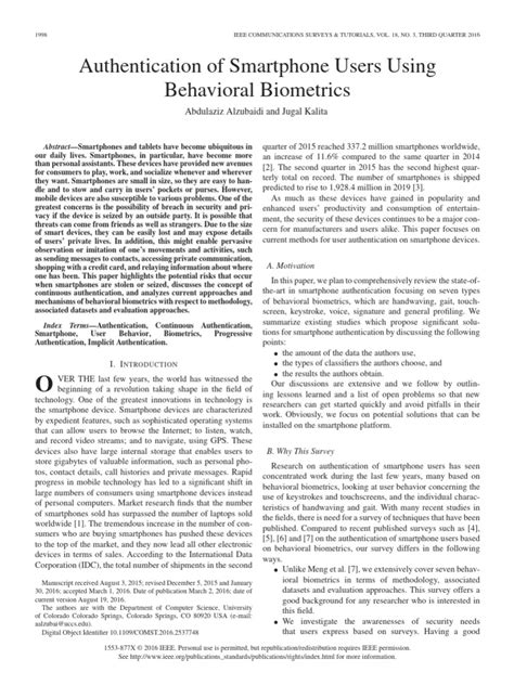 Authentication Of Smartphone Users Using Pdf Authentication Biometrics