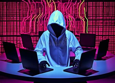 Hacker With Hoodie Concept Of Cybercrime Cyberattack Scammer Etc Ai Generated Stock