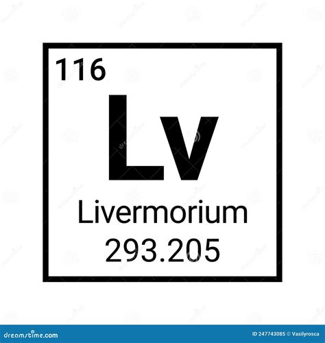 Livermorium Symbol Sign Livermorium With Atomic Number And Atomic Weight Lv Chemical Element