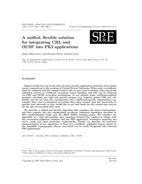 Pdf A Unified And Flexible Solution For Integrating Crl And Ocsp Into