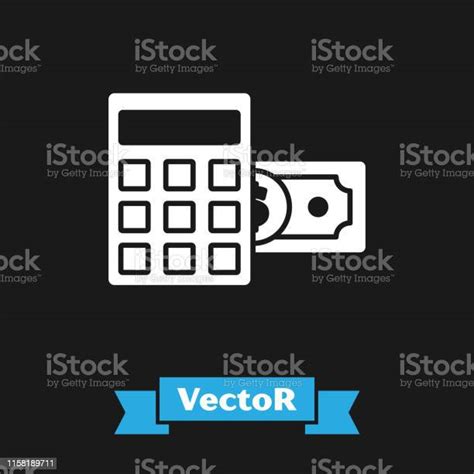 검은 색 배경에 고립 된 달러 기호 아이콘흰색 계산기 비용 절감 개념 회계 기호입니다 벡터 일러스트레이션 가방에 대한 스톡 벡터 아트 및 기타 이미지 Istock