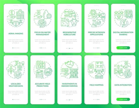 Premium Vector Farming Trends Green Gradient Onboarding Mobile App Screen Set Walkthrough 5