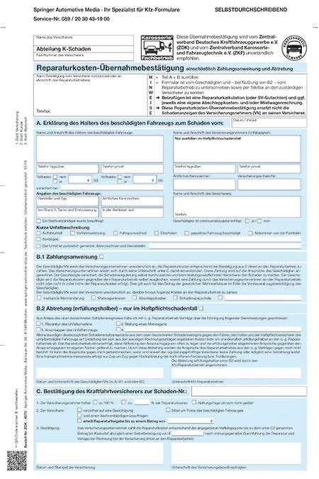 Neue Fassung Reparaturkosten Übernahmebestätigung Tecvia Gmbh Story