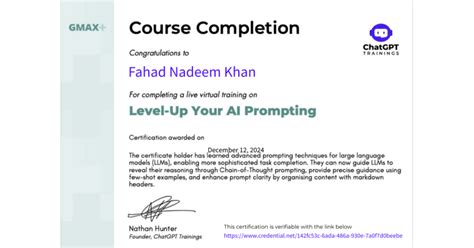 Fahad Nadeem Khan On Linkedin Level Up Your Ai Prompting • Fahad Nadeem Khan • Chatgpt Trainings