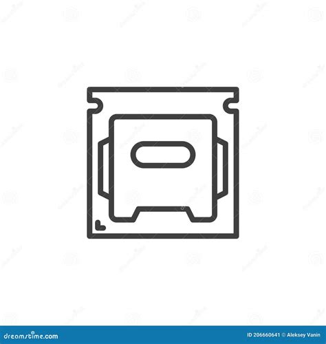 Computer Cpu Processor Line Icon Stock Illustration Illustration Of