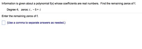 Solved Information Is Given About A Polynomial Fx Whose