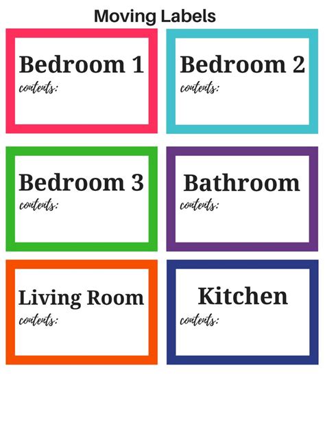 Free Printable Moving Labels