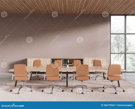 уютный офис конференц зал интерьер с креслами и столом макет Иллюстрация штока иллюстрации