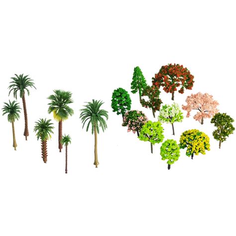 Mini Trees Model Train Scenery Mixed Miniature Treesset A 55pcs