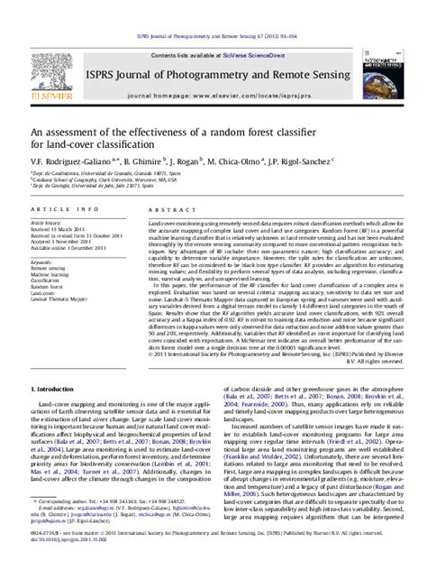 Pdf An Assessment Of The Effectiveness Of A Random Forest Classifier