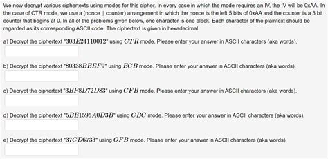 how can i decrypt each ciphertext this question