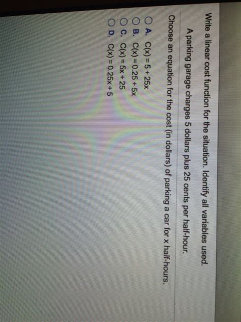 Solved Write A Linear Cost Function For The Situation