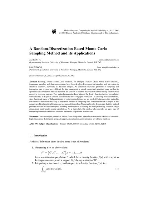 Pdf A Random Discretization Based Monte Carlo Sampling Method And Its Applications