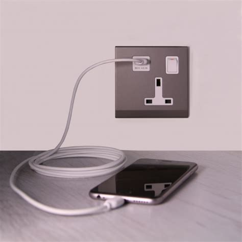 Simplicity 13A Single Plug Socket USB With Switch Mid Grey RetroTouch Designer Light