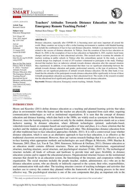 Pdf Teachers Attitudes Towards Distance Education After The Emergency Remote Teaching Period