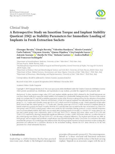 Pdf Insertion Torque And Isq In Immediate Implant Loading