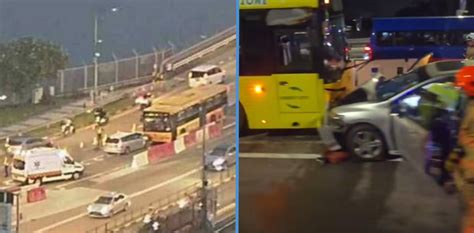 Four Hospitalized As Singapore Car Collides With Malaysia Bus During