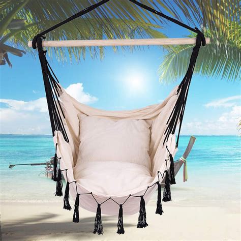 Extra Large Hammock Chair Macrame Swing With Cushions For Indooroutdoor Home Patio Deck Yard