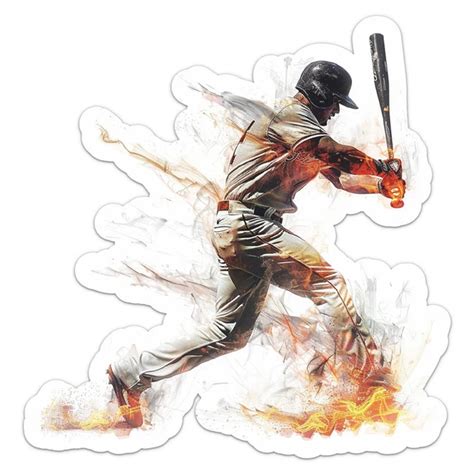 Baseball Flaming First Base Sticker Phone Decal Water Bottle Stickers