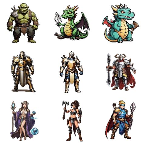 Pixel Art Character Game Batch Premium Ai Generated Vector
