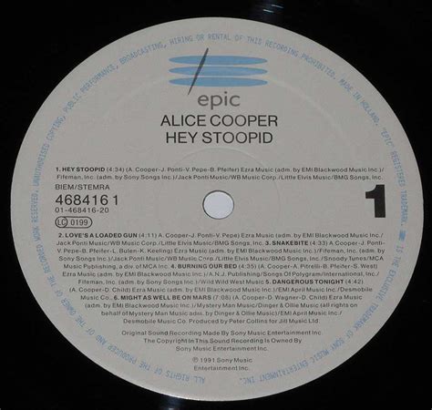 Alice Cooper Hey Stoopid 12 Viny Lp Album Cover Gallery Vinylrecords