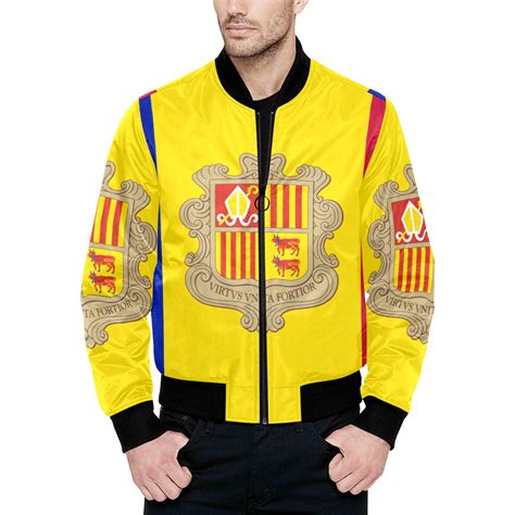 Mxcp2000px Flagofandorrasvg All Over Print Quilted Bomber Jacket For