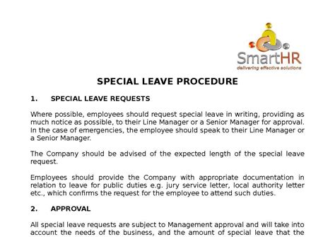 Form Special Leave Request Form V3 Smart Hr