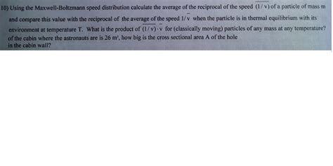 solved l0using the maxwell boltzmann speed distribution calculate the
