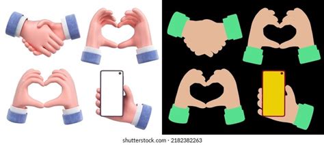 다른 자세로 설정된 손 3d 렌더링 스톡 일러스트 2182382263 Shutterstock