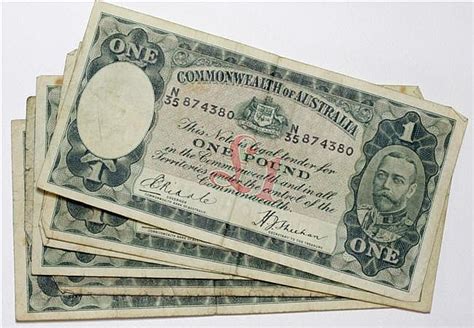 Lot Six Australian One Pound Notes Riddle And Sheehan 1933 1938