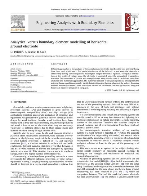 Pdf Analytical Versus Boundary Element Modelling Of Horizontal Ground Electrode Dokumentips