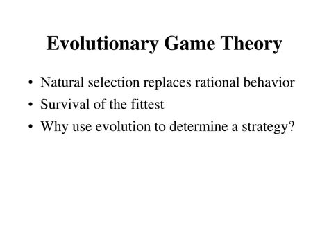 Ppt An Introduction To Evolutionary Game Theory Powerpoint
