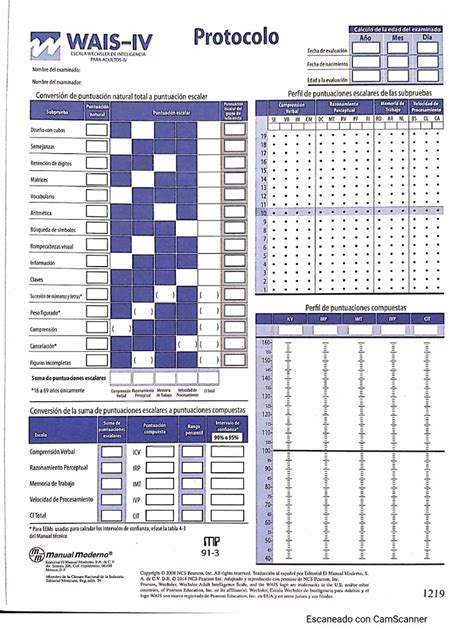Protocolo Wais Iv Pdf