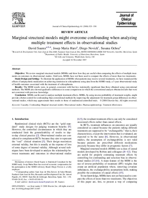 Pdf Marginal Structural Models Might Overcome Confounding When Analyzing Multiple Treatment
