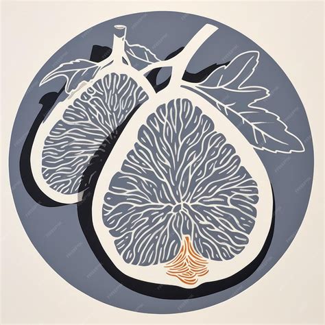 Premium Ai Image Fig Art Illustration Carving Bold Lithographic Style With Detailed Foliage