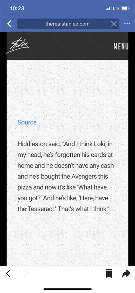 Hiddlestons Thoughts On Loki Giving Thanos The Tesserac The