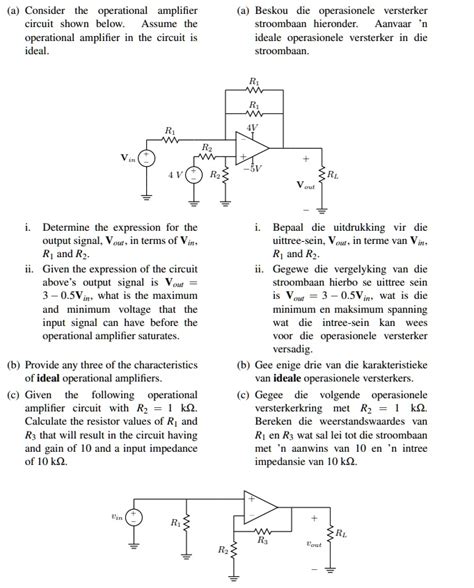 SOLVED Consider The Operational Amplifier Circuit Shown Below Assume The Operational Amplifier