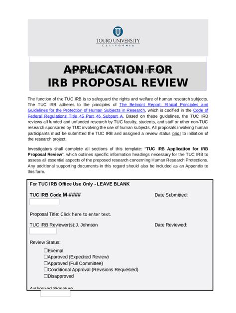 Irb Proposal Template