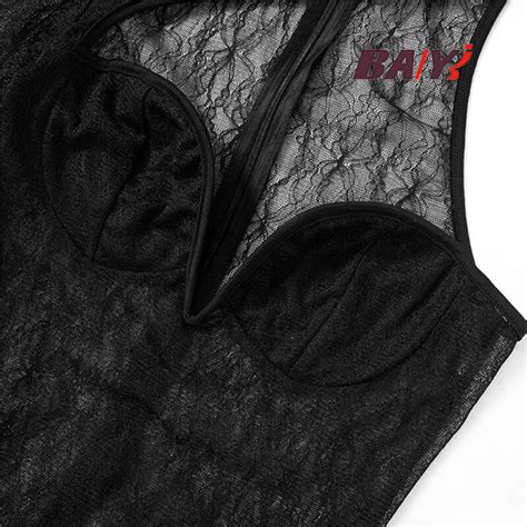 Sexy One Shoulder Black Lace Jumpsuit Womens Clothing Hollow High