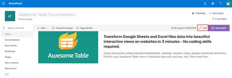Embed Awesome Table In Sharepoint Documentation — Awesome Table Support