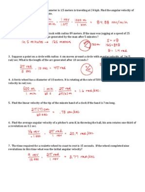 Solved M126 Worksheet 3 4 Linear And Angular Speed Name 1 Chegg Com