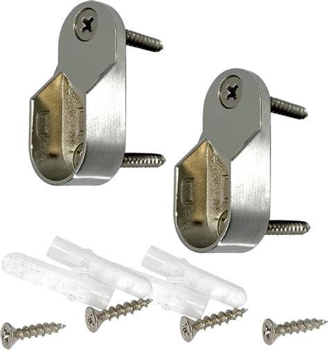 Desunia Oval Satin Nickel Closet Rod End Supports Screw On Type 15mm X 30mm 10